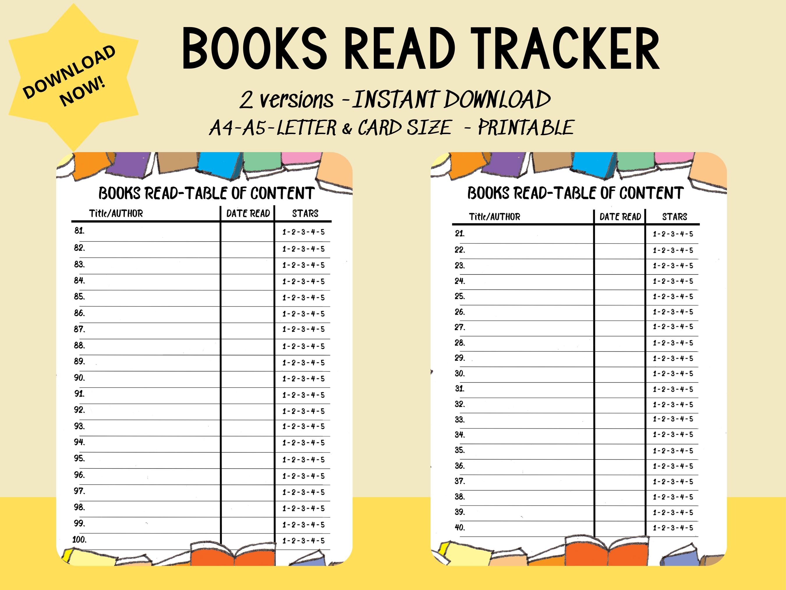 Reading Challenge Log, Printable Book Tracker for Kids & Adults, Fun ...