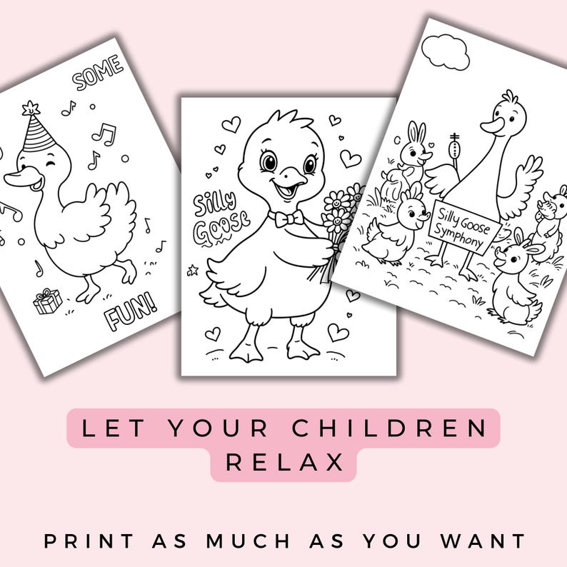 One Silly Goose Coloring Page, Goose Birthday Party Printable Kids ...