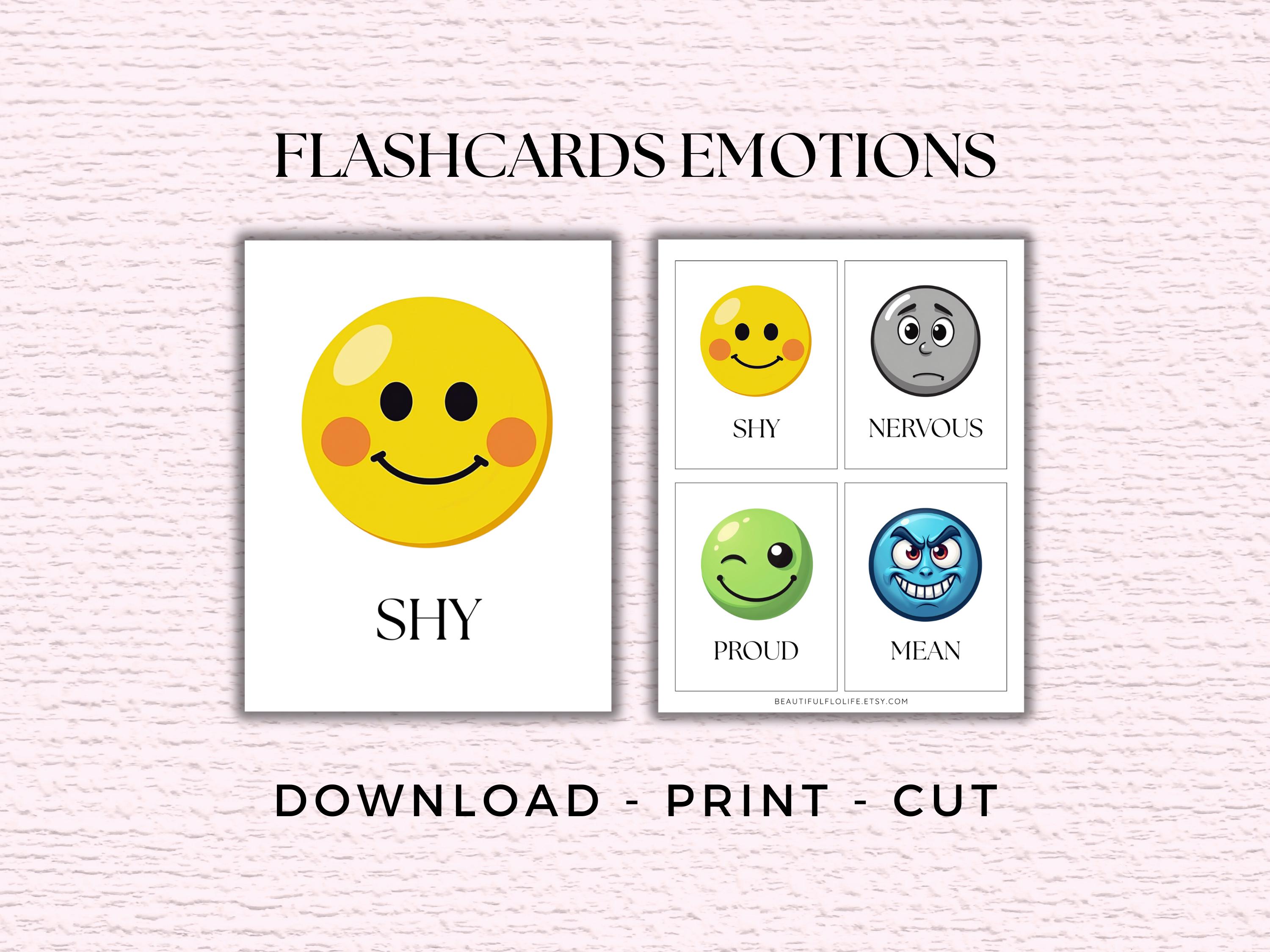 Emotion Face Flashcards Printable, Preschool SEL Resources, Emotional ...