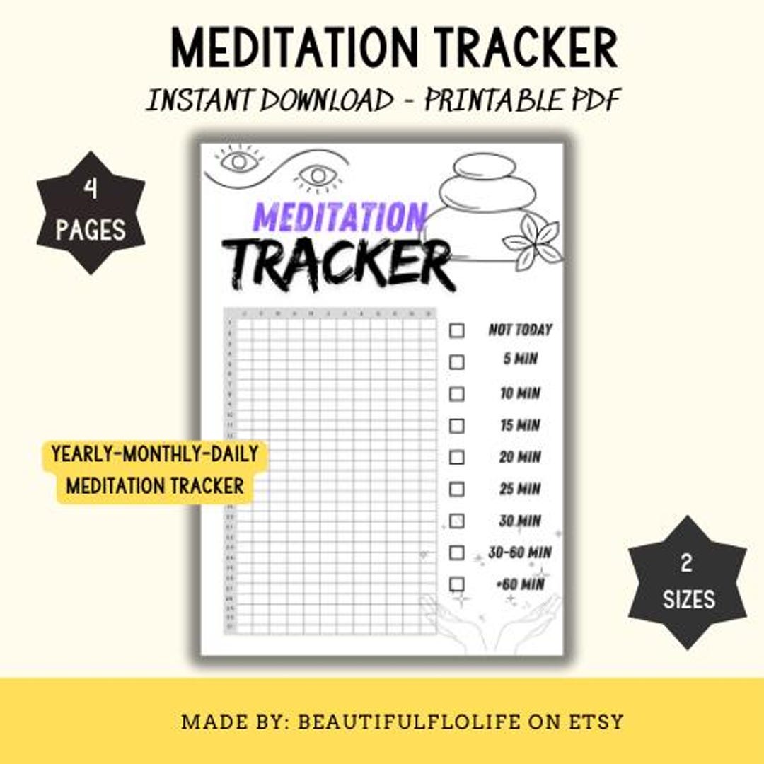 Habit Tracker Printable Sheets, Meditation Tracker, Daily Mindfulness ...