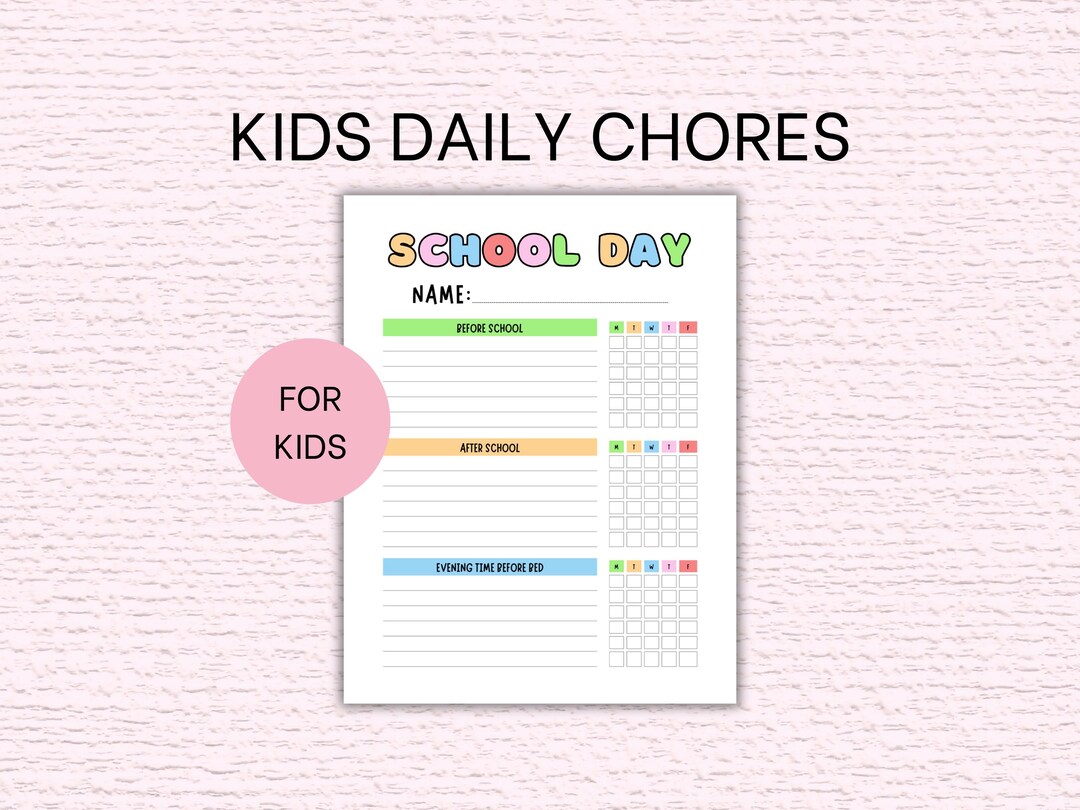 Responsibility Chart ADHD Morning Routine Checklist for Children ...
