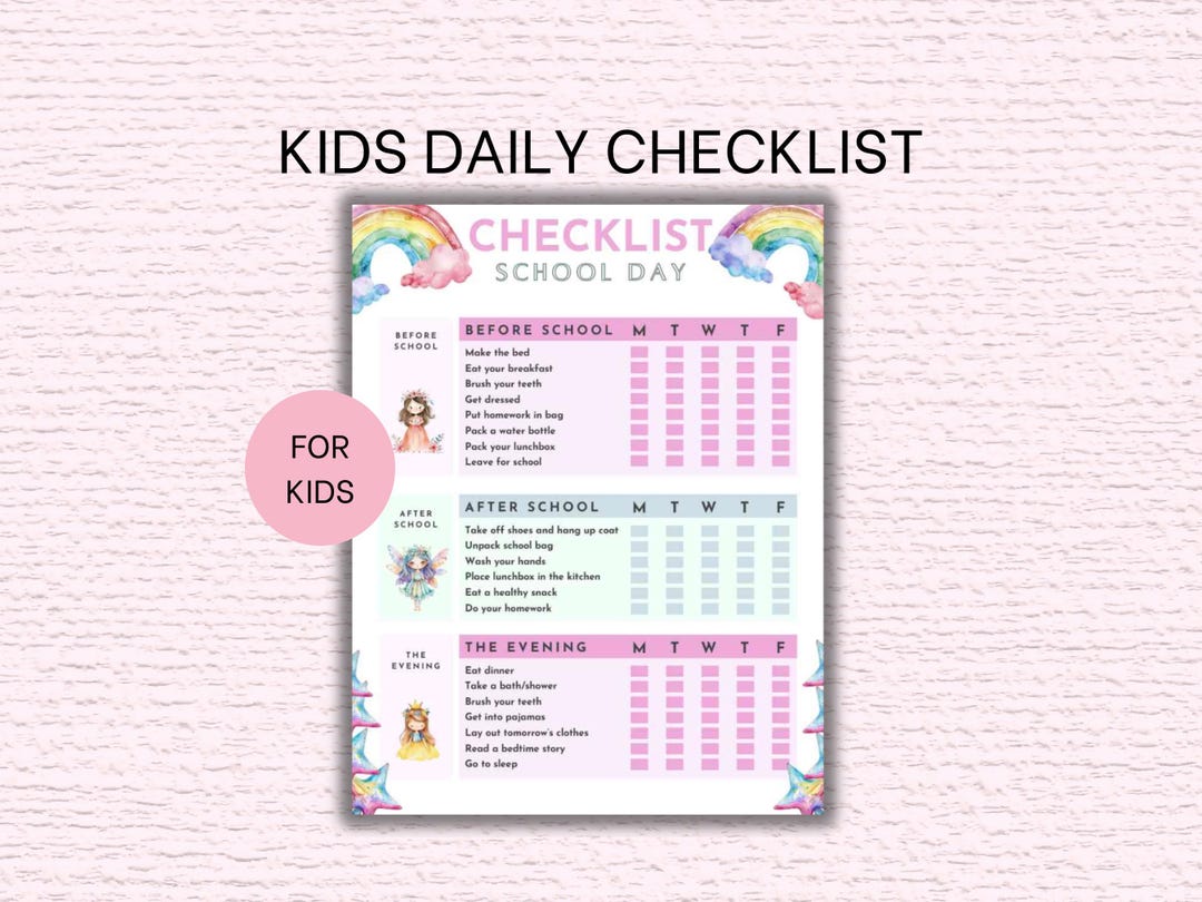Visual Schedule for Kids, Printable School Routine Checklist ...
