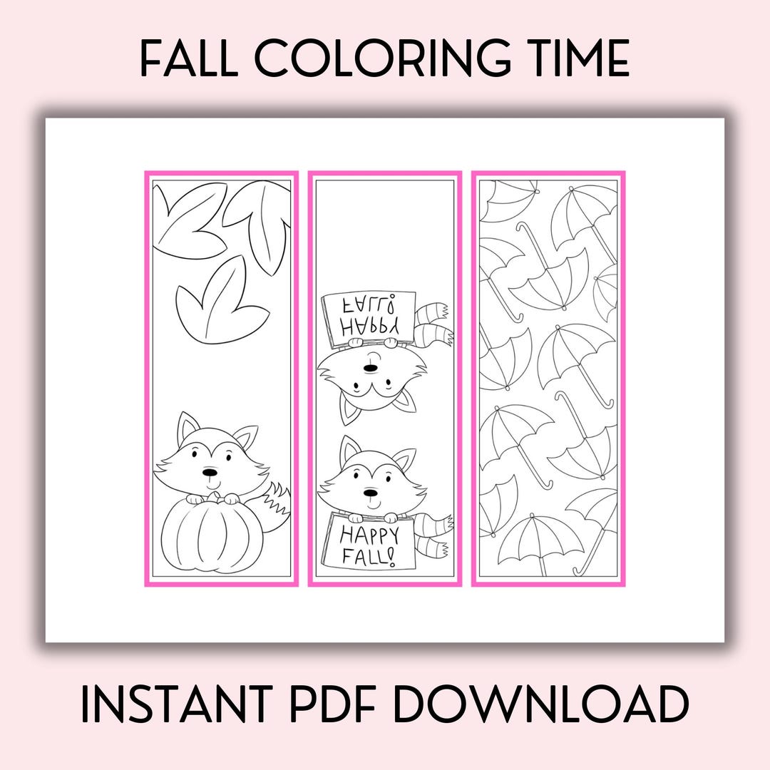 Fall Coloring Bookmarks, Color Your Own, Family Activities for Holiday ...