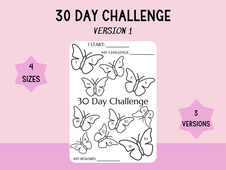 30-day Printable Challenge Worksheets Goal Tracker Habit Tracker Growth ...