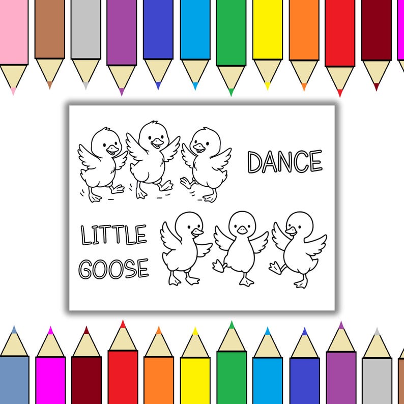 One Silly Goose Coloring Page, Kids Activity Sheet for Birthday Parties ...