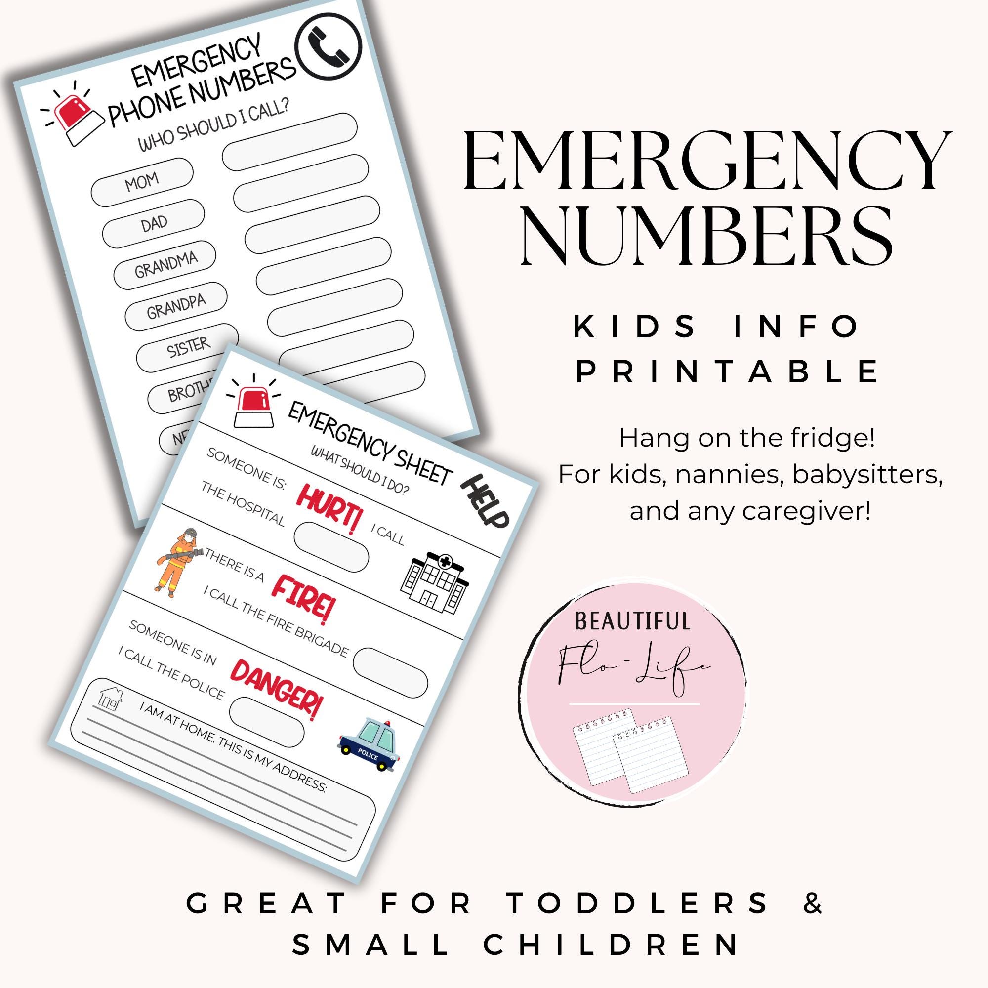 Emergency Information Sheet, Kids Printable ICE Form, Child Medical ...
