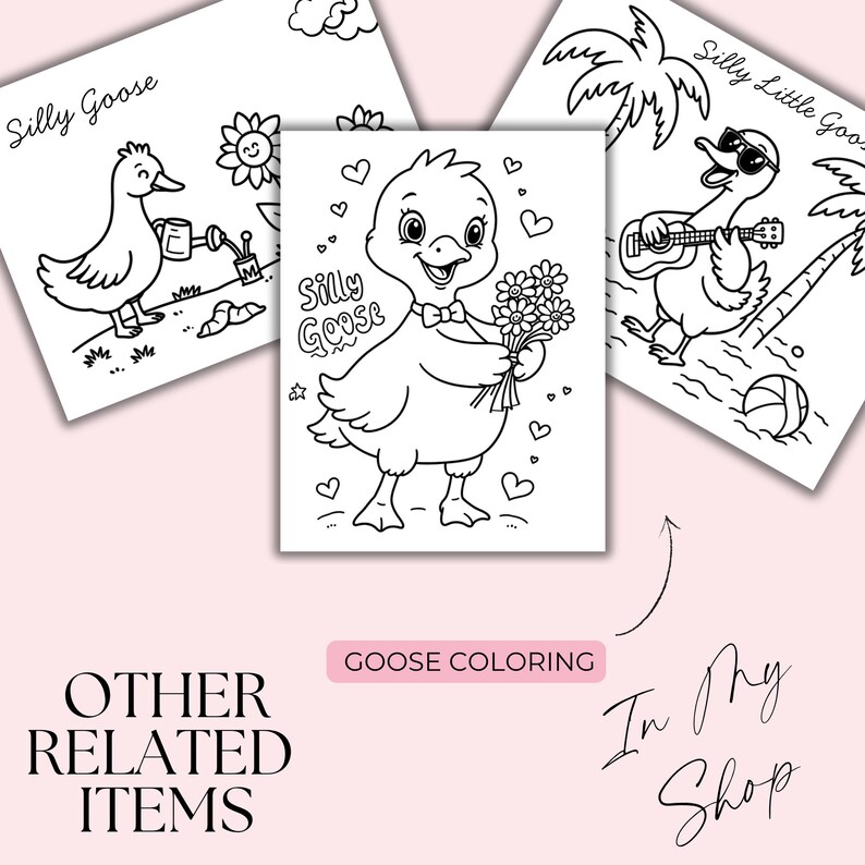 BUNDLE One Silly Goose Coloring Page, Printable Birthday Activity, Fun ...