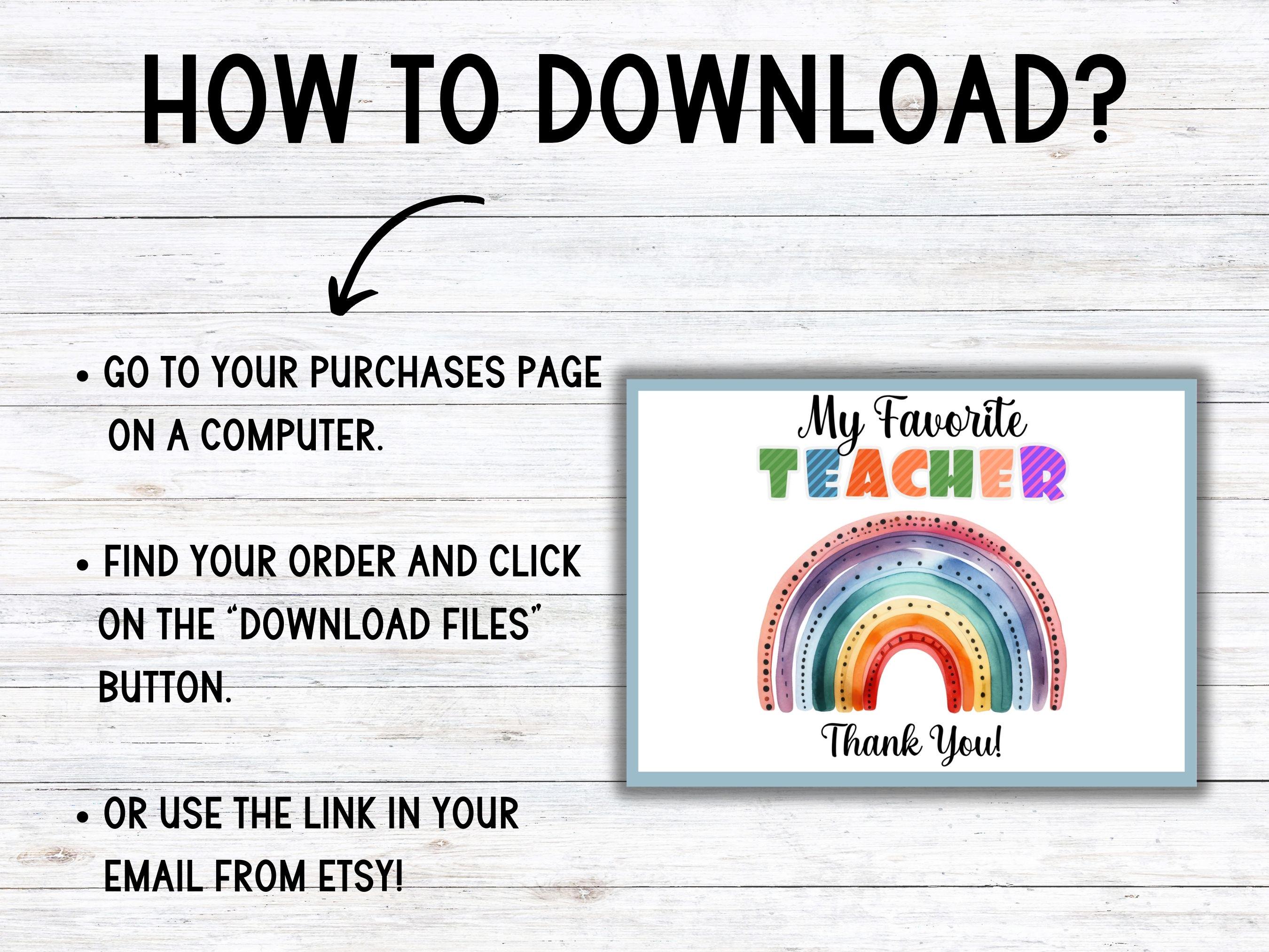 Teacher Appreciation Printable Card Foldable, Cute Rainbow Thank You ...