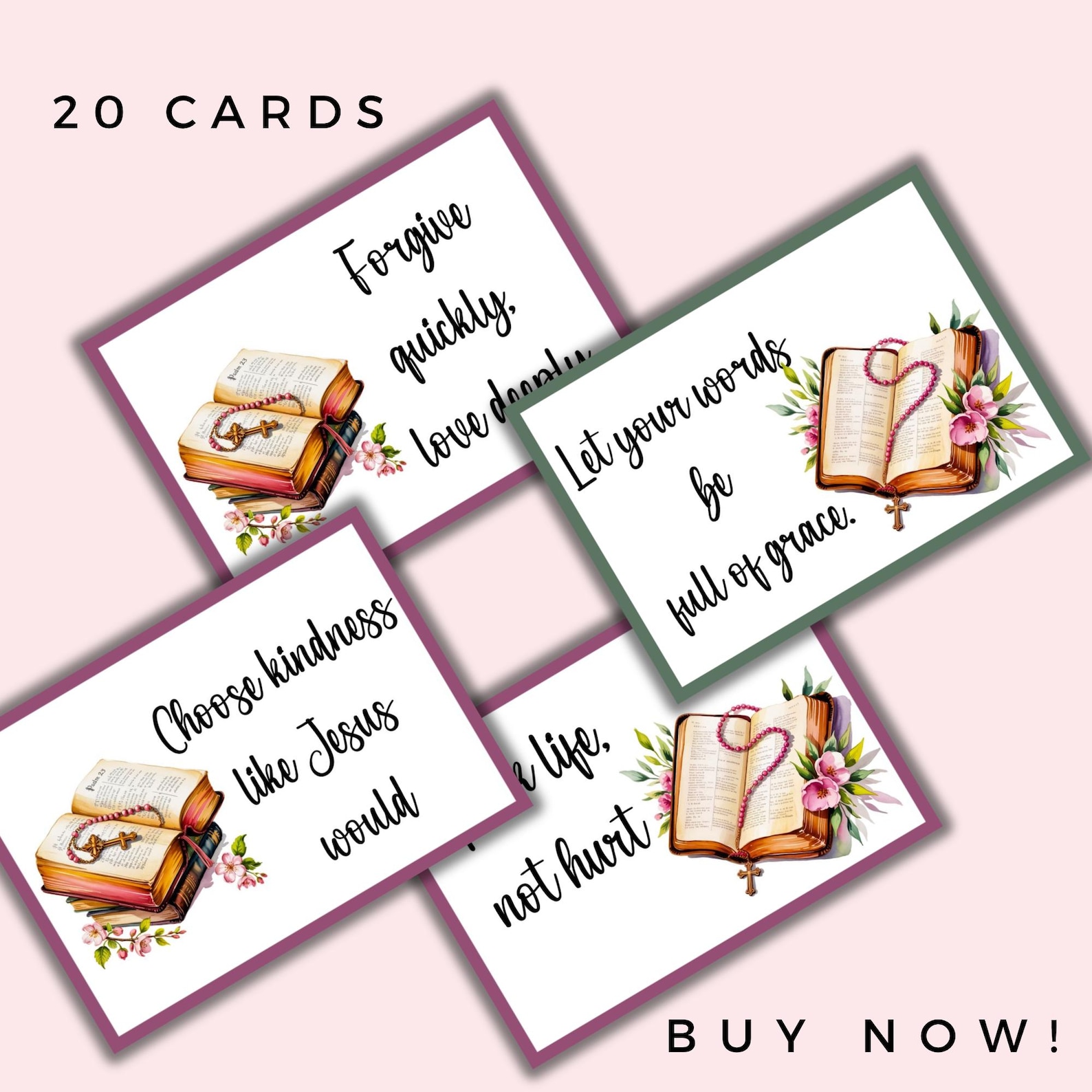 Encouragement Scripture Cards Printable, Bible Verse Cards for Kids ...