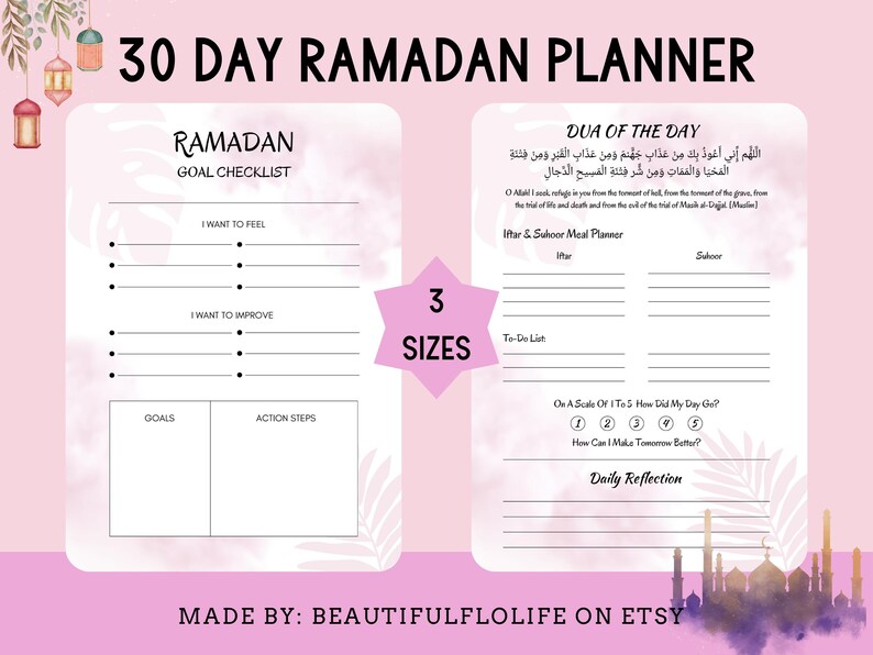 2026 Ramadan Planner 30 Day Tracker, Islamic Fasting Prayer Journal ...