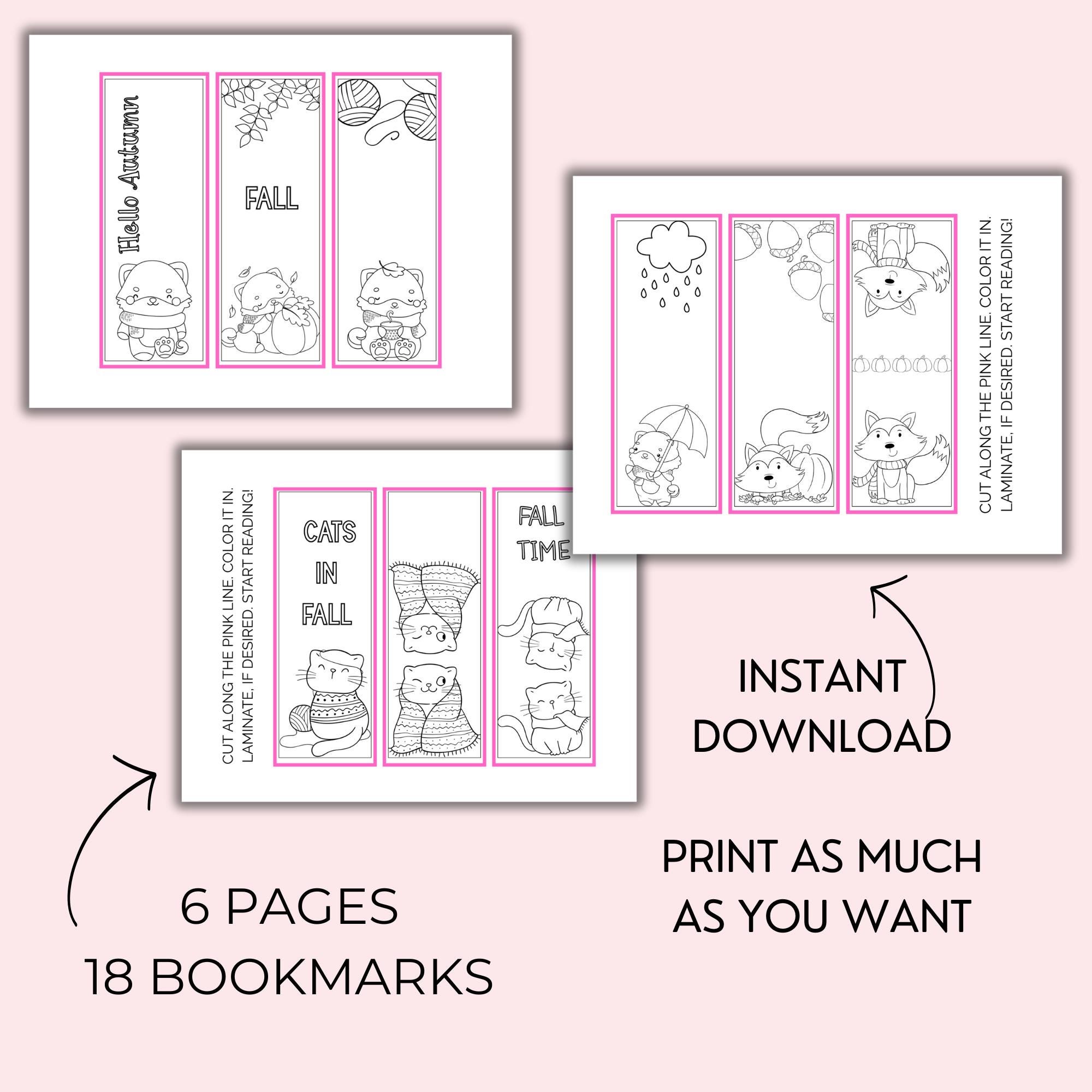 Fall Coloring Bookmarks, Color Your Own, Family Activities for Holiday ...