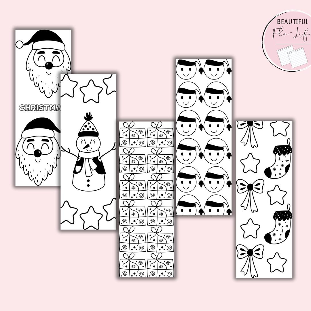 Christmas Coloring Bookmark, Unique Printable Bookmarks to Color ...
