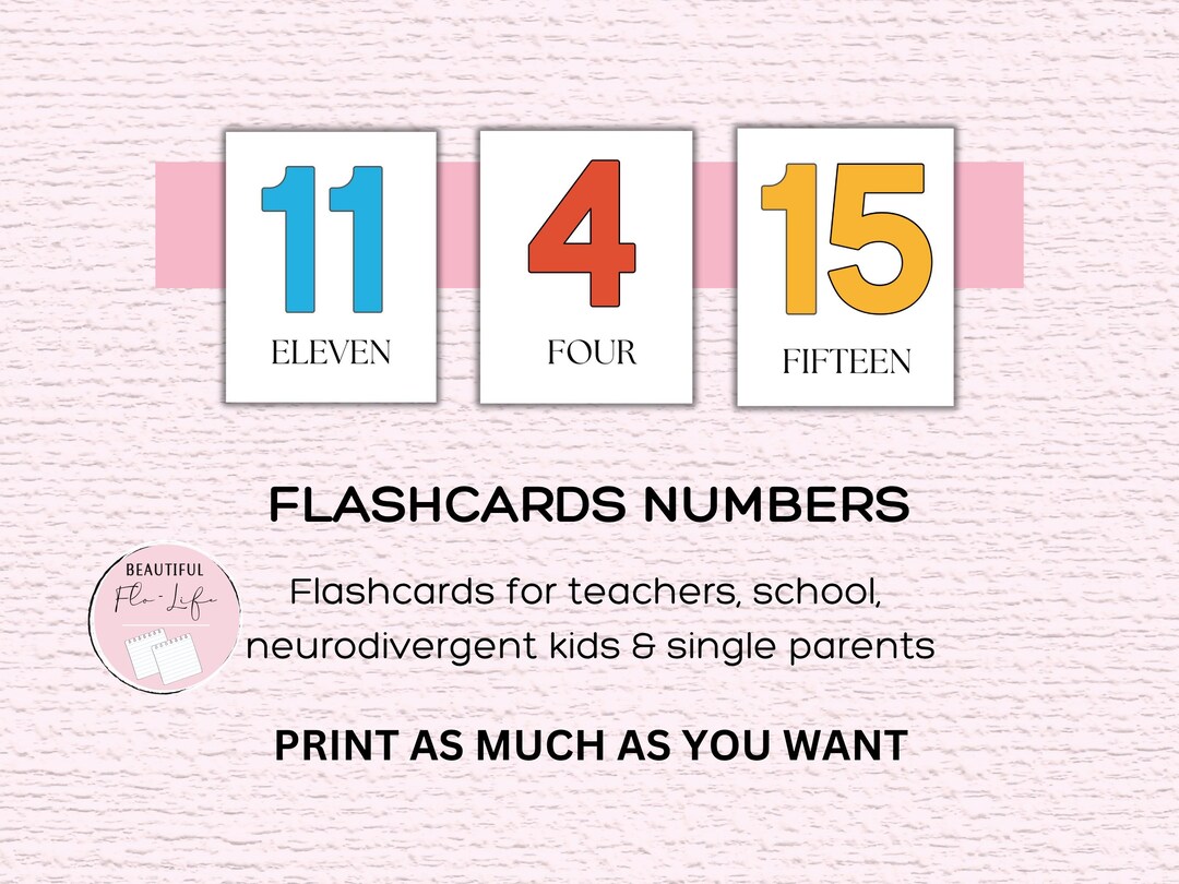 Flashcard Numbers 0-20: Educational Toddler Learning Cards for ...