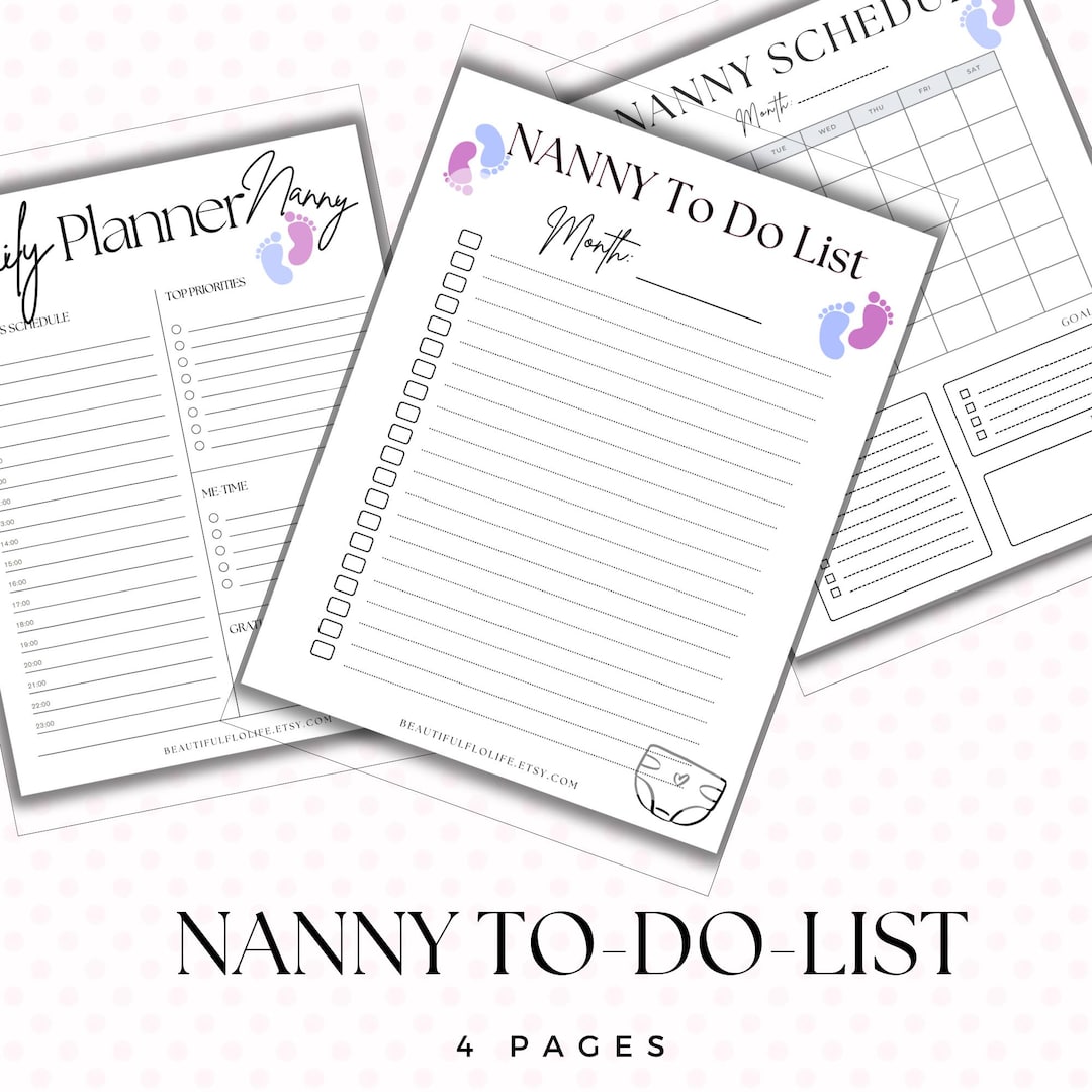 Nanny to Do List, Daily Schedule Template, Babysitter Checklist ...
