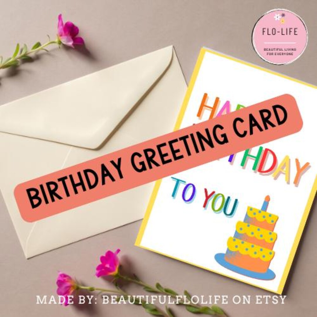 Cake-themed Birthday Card Printable - Colorful DIY Greeting Card ...