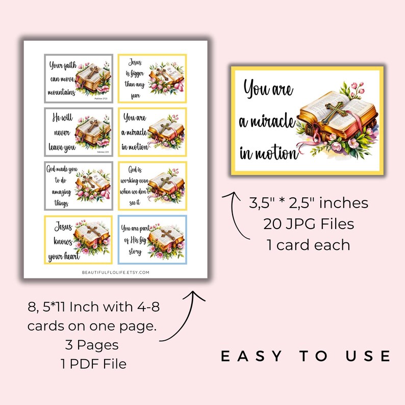 Encouragement Scripture Cards Printable, Bible Verse Cards for Kids ...