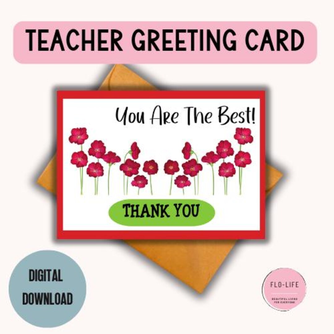 Thank You Card Set Teacher, Printable Teacher Appreciation Card, End of ...