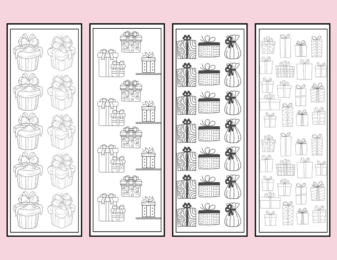 Coloring Bookmarks Bundle, Printable Bookshelf Tracker, Color Your Own ...