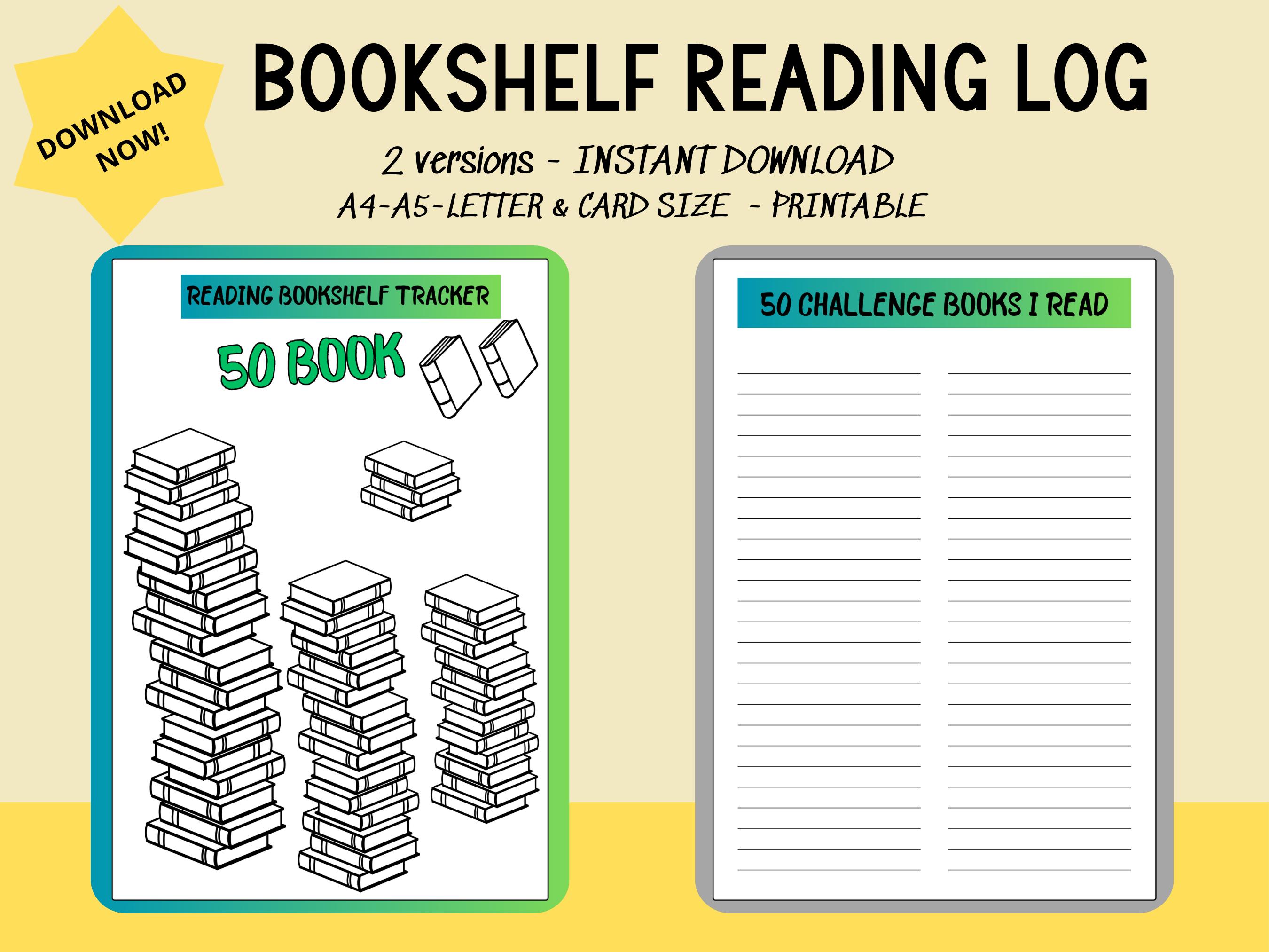 Printable Bookshelf Reading Challenge, Daily Habit Tracker, Journal ...