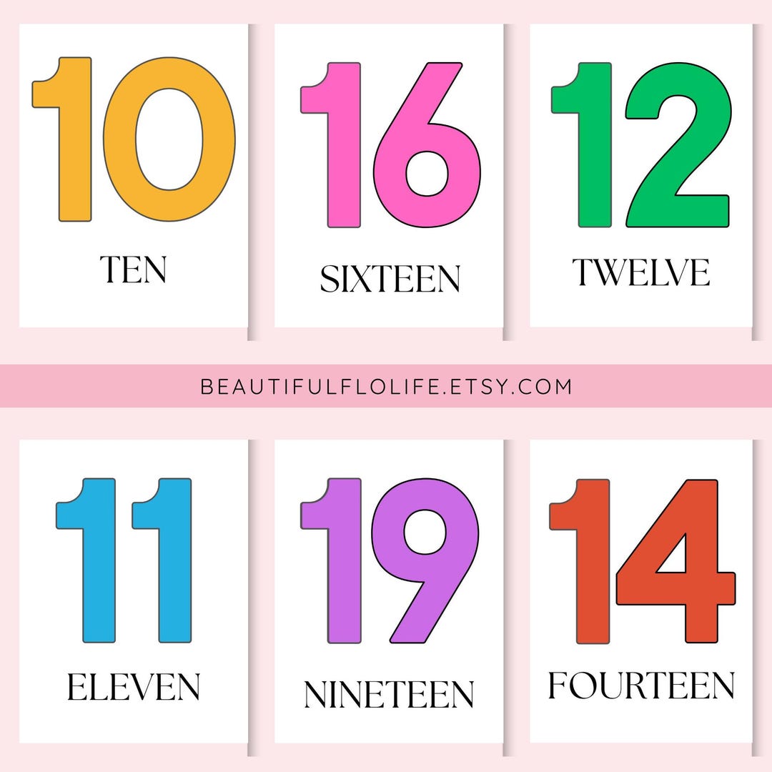 Flash Cards Numbers 11-20, Printable Learning Cards for Kids, Preschool ...