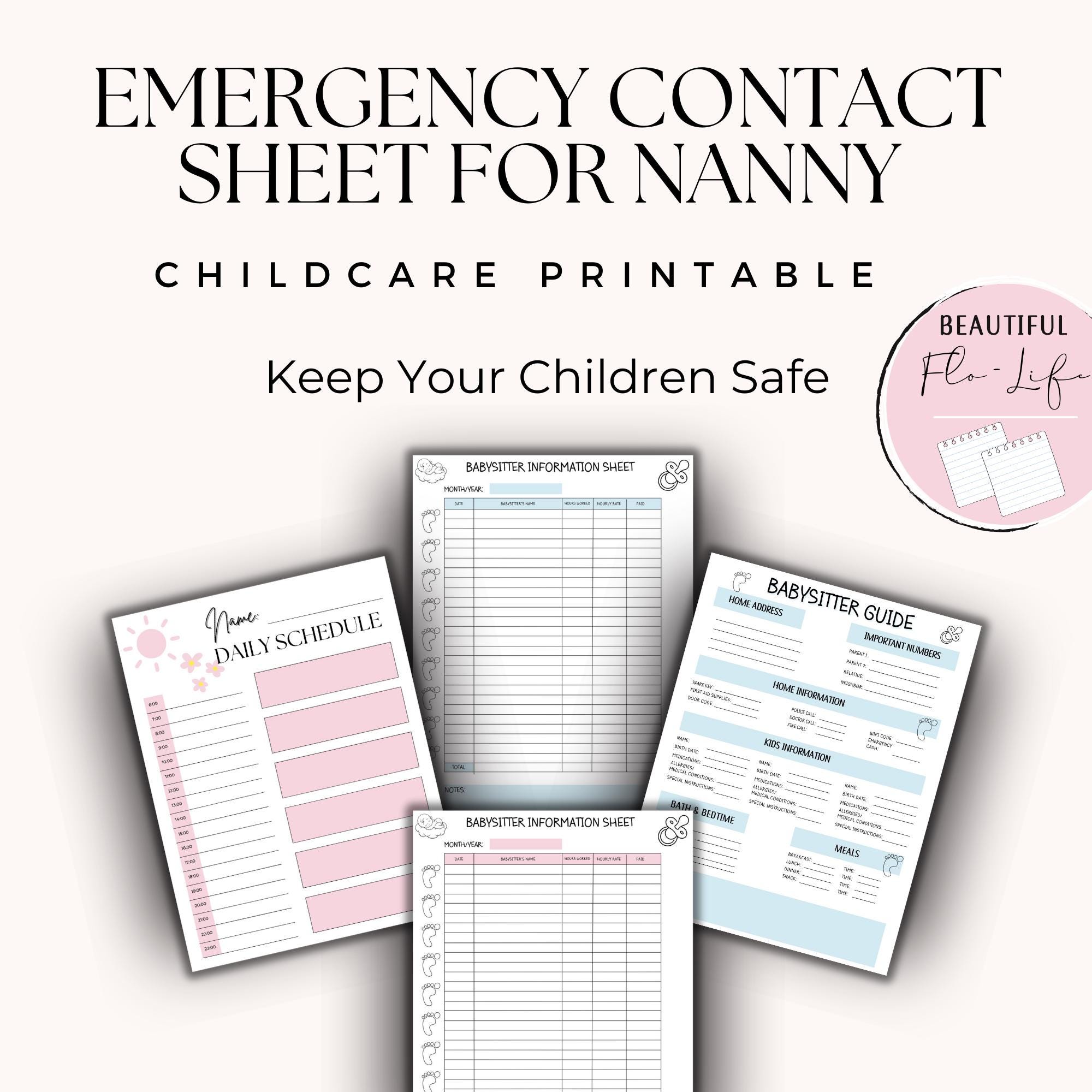 Babysitter Notes Template, Childcare Routine Guide, Printable Nanny ...