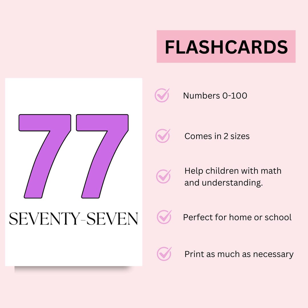 Numbers 1-100 Flash Cards, Printable Educational Counting Cards for ...