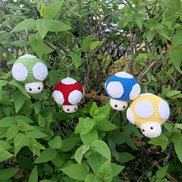 Crochet Mario Mushroom Keychain - Etsy