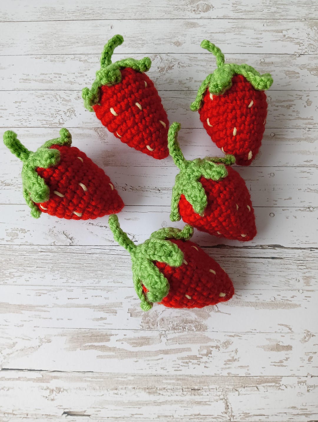 Crochet Strawberry Set: Amigurumi Berries, Toy Kitchen Accessories ...