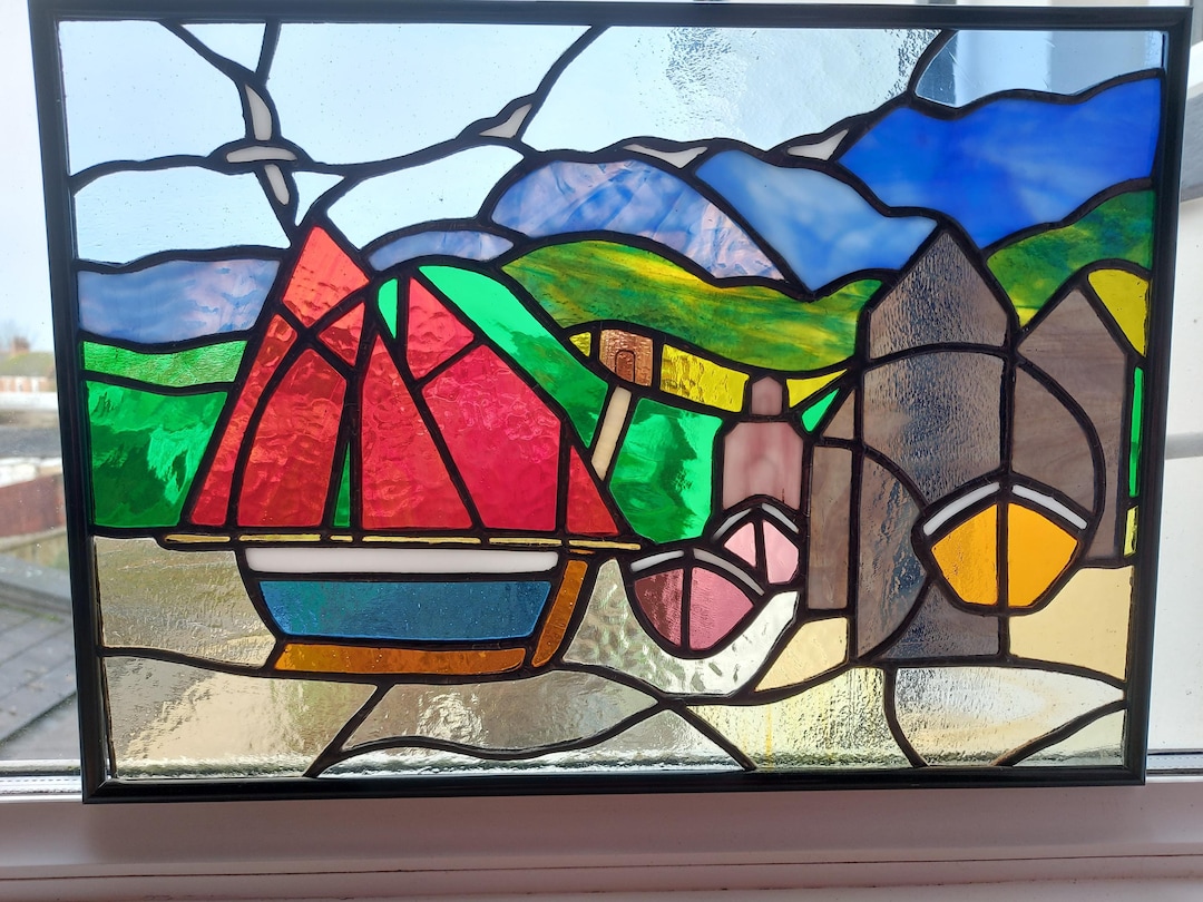 Hastings Net Huts Stained Glass Panel - Etsy