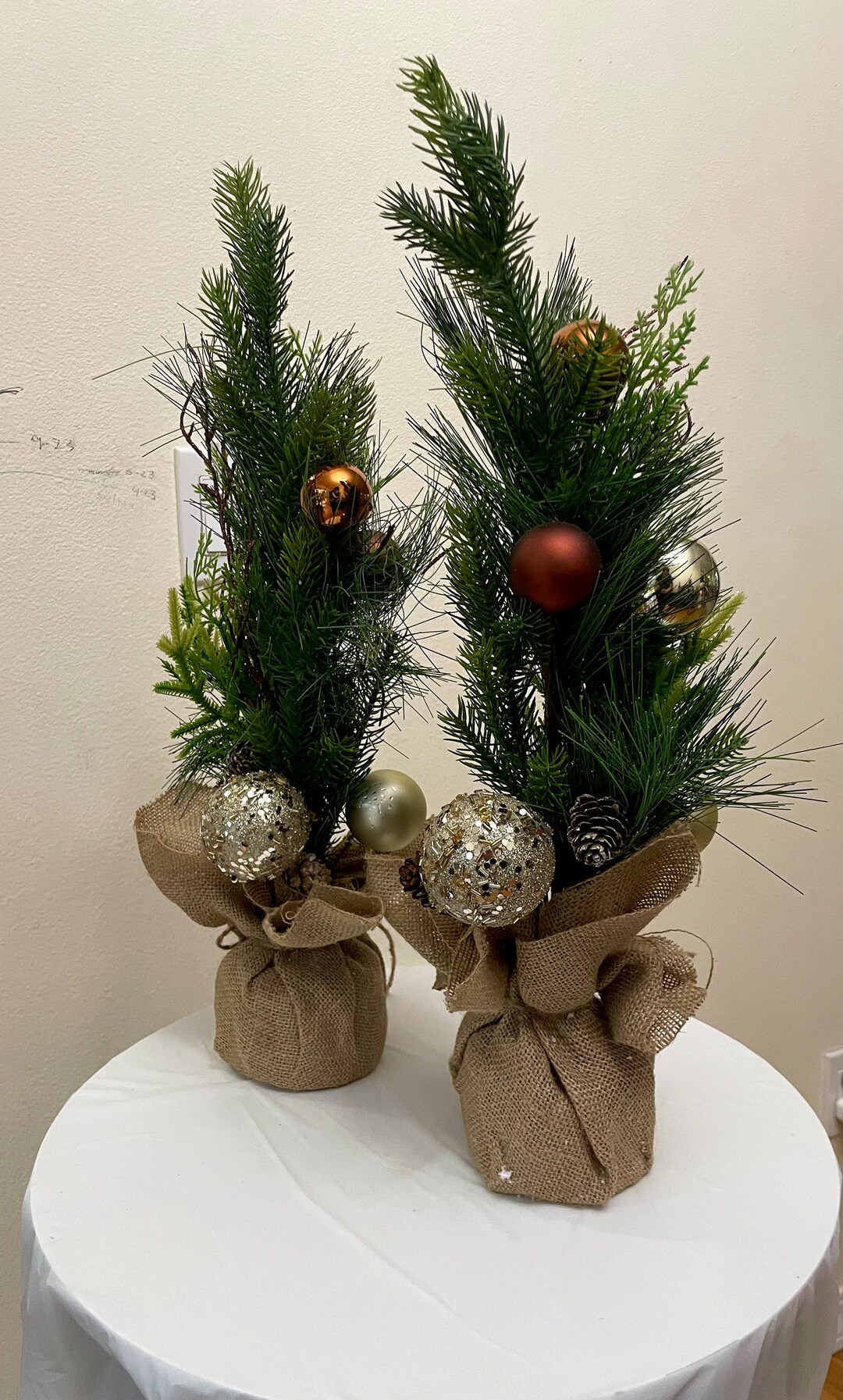 18 Inch Christmas Tree in Burlap Decorated Tree Winter Mini - Etsy