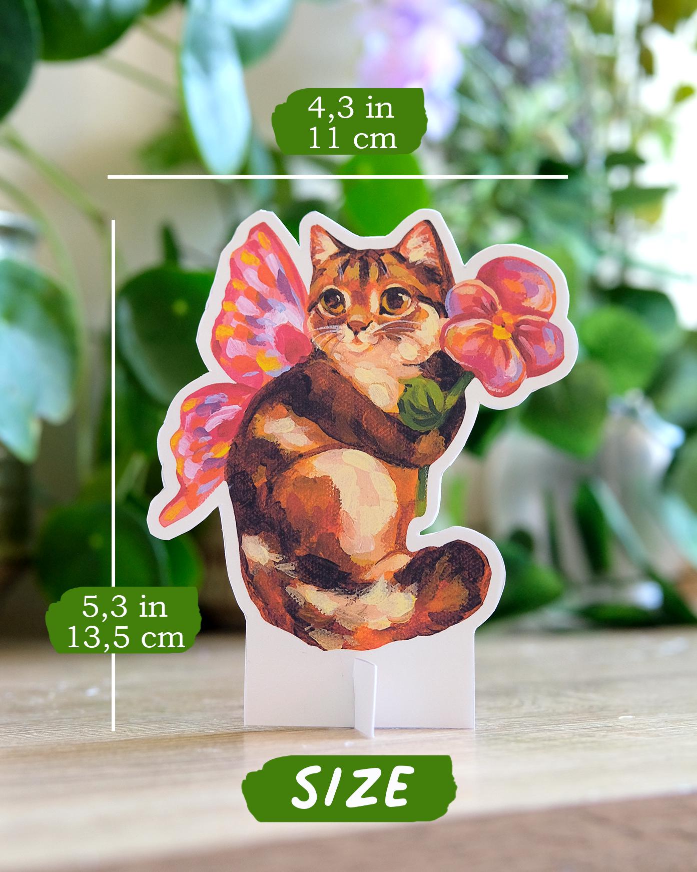 Printable Tabby Cat Paper Standee – Whimsical Desk Decor – Fairy Cat ...