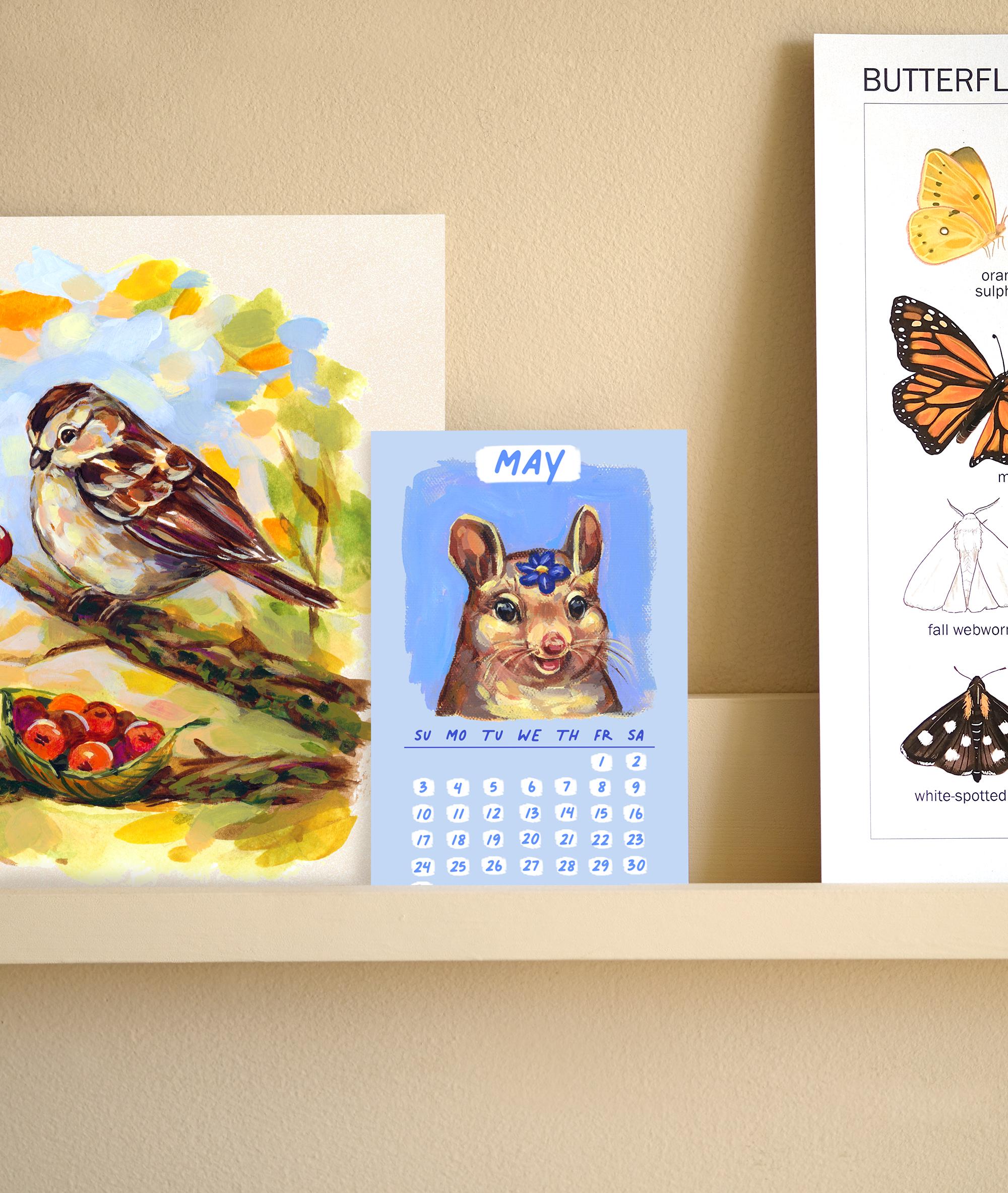 Colorful 2026 Mini Calendar - Whimsical Critters Desk Calendar ...