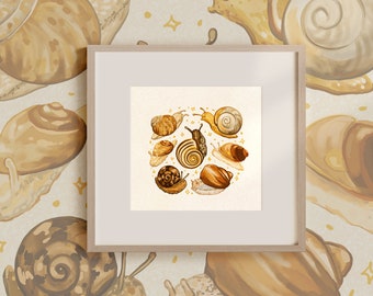 Forest Snail Dark Cottagecore Print Green Academia Wall - Etsy