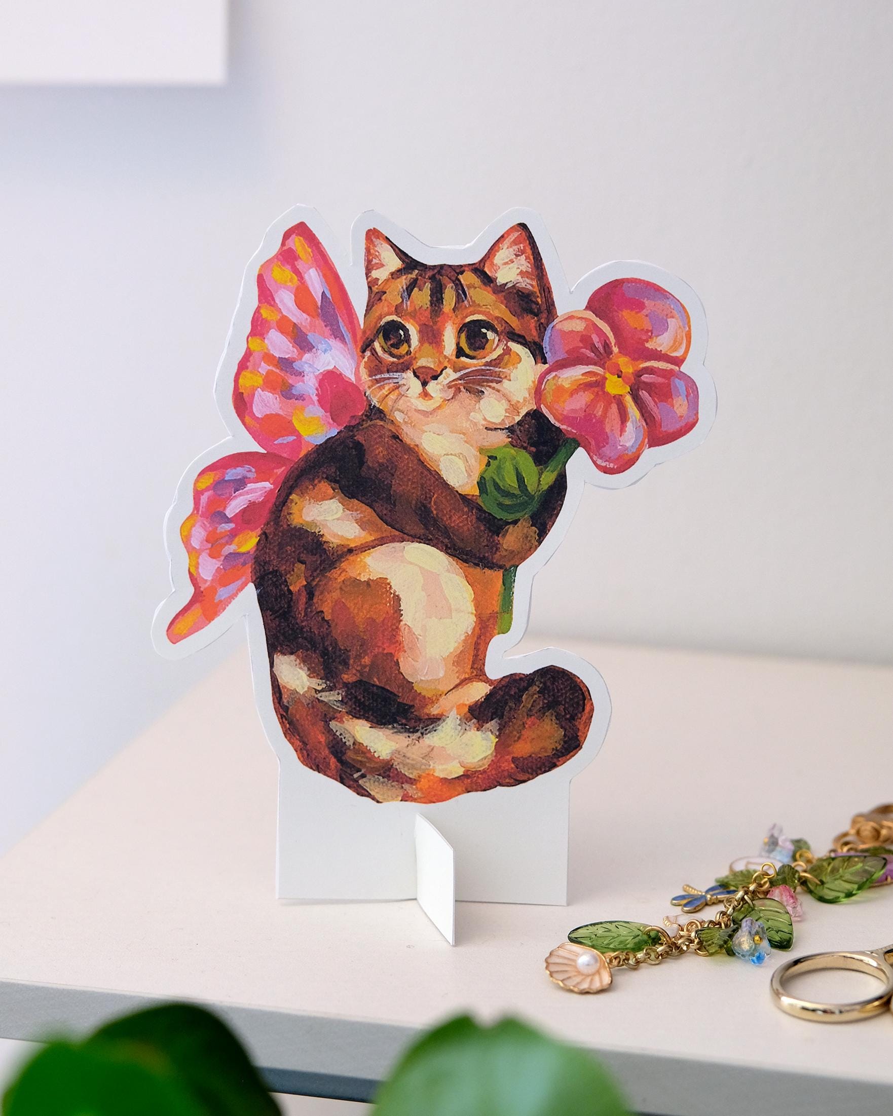 Printable Tabby Cat Paper Standee – Whimsical Desk Decor – Fairy Cat ...