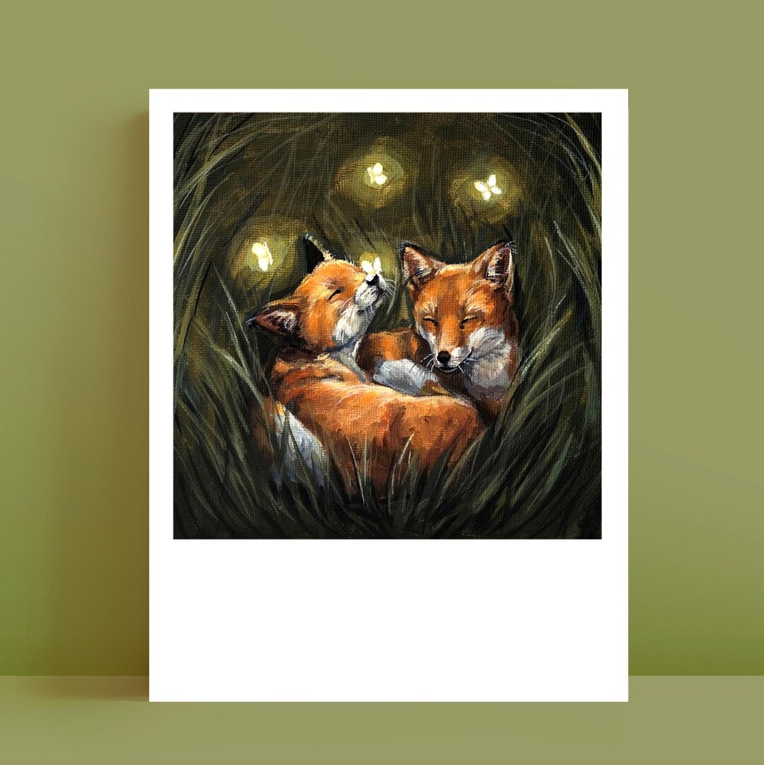 Cottagecore Fox Art Print – Woodland Animal Decor (4x5) - Etsy