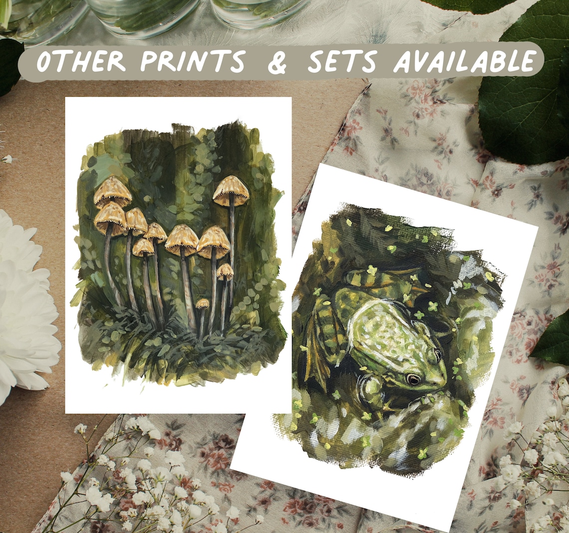 FROG ART PRINT 5x7 Cute Goblincore Frog Decor Fairycore - Etsy