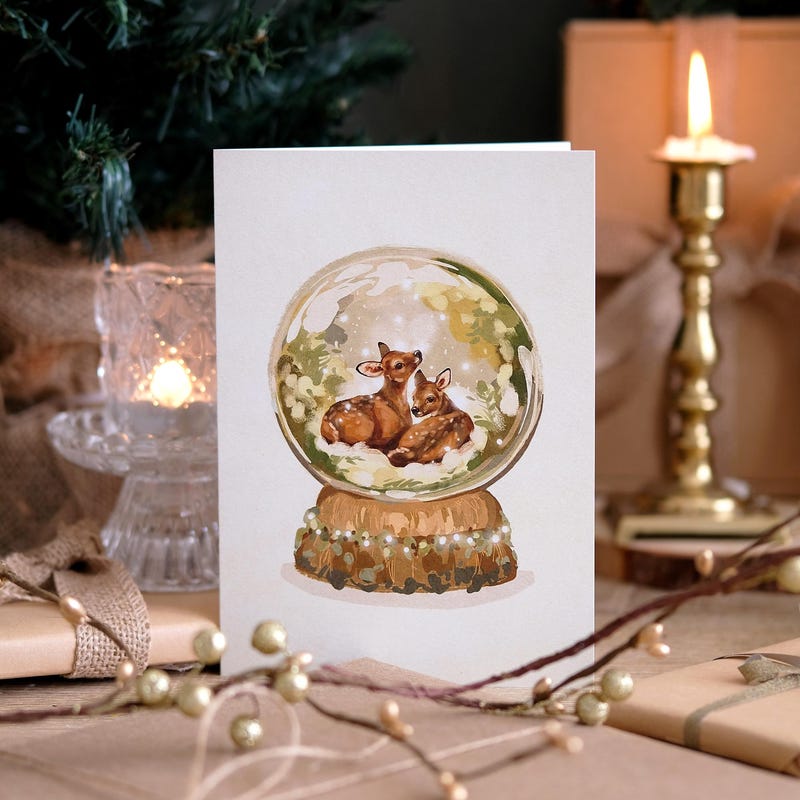 Deer Christmas Card - Etsy