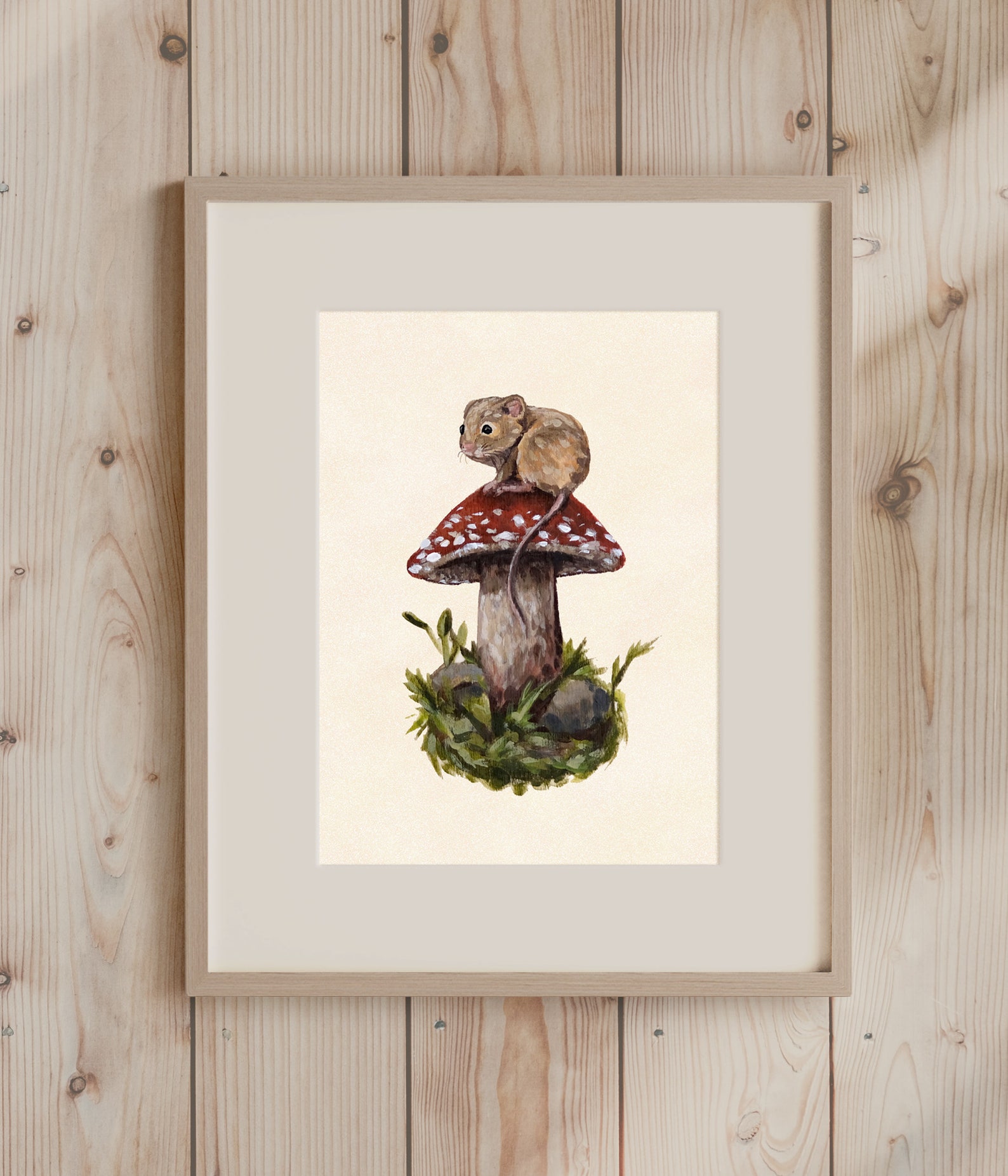 Cute Goblincore Art Print 5x7 Mouse and Mushrooms Art - Etsy
