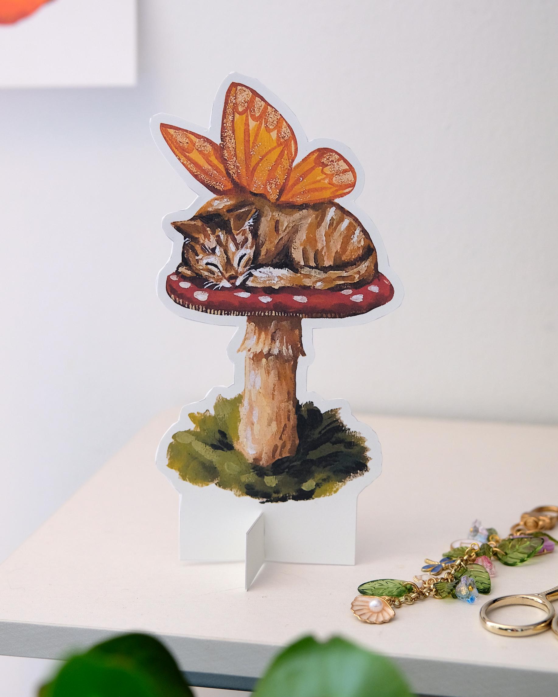 Printable Tabby Cat Paper Standee – Whimsical Desk Decor – Fairy Cat ...