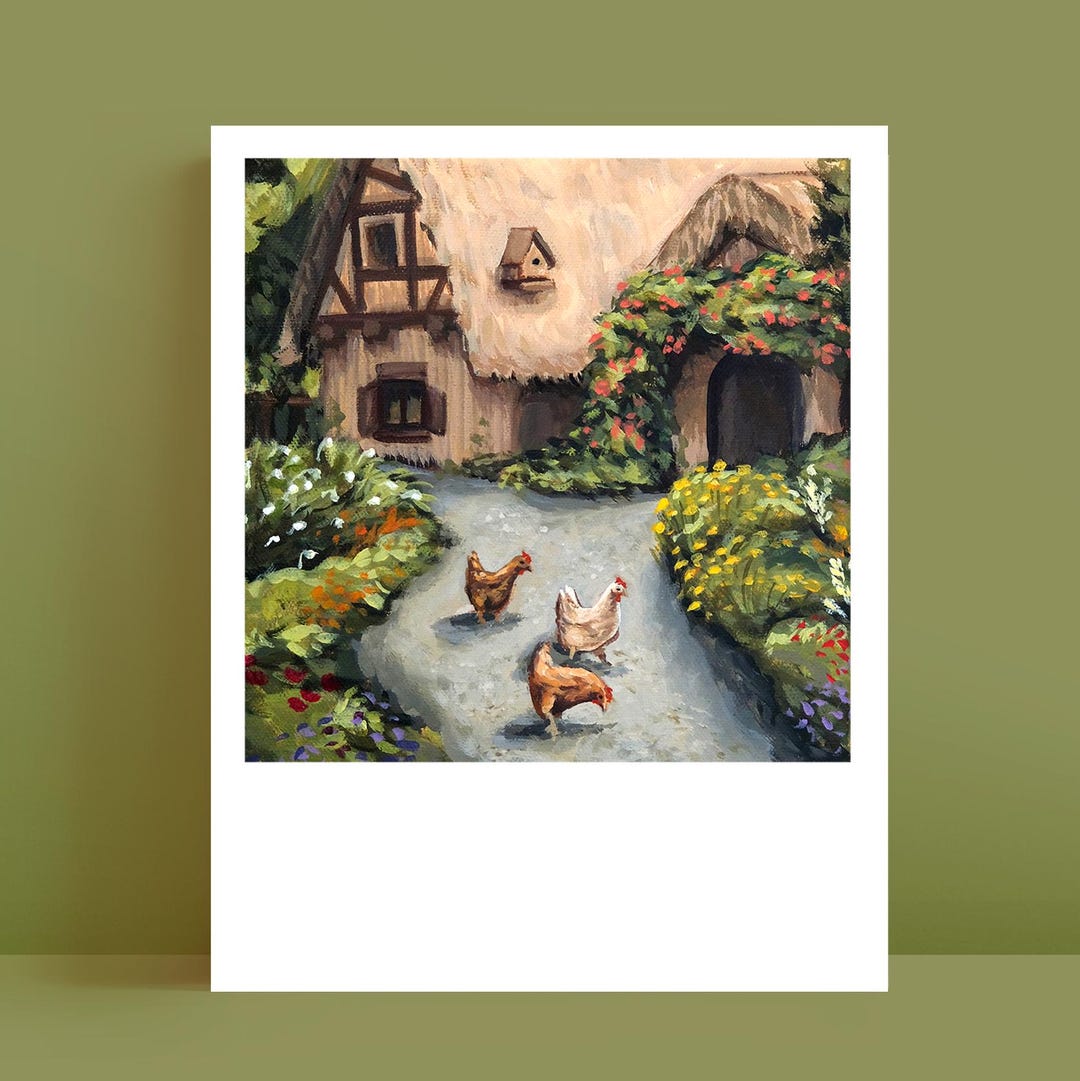 Cottagecore Chicken Art Print – Fairycore Polaroid Style (4.3x5.5 In ...