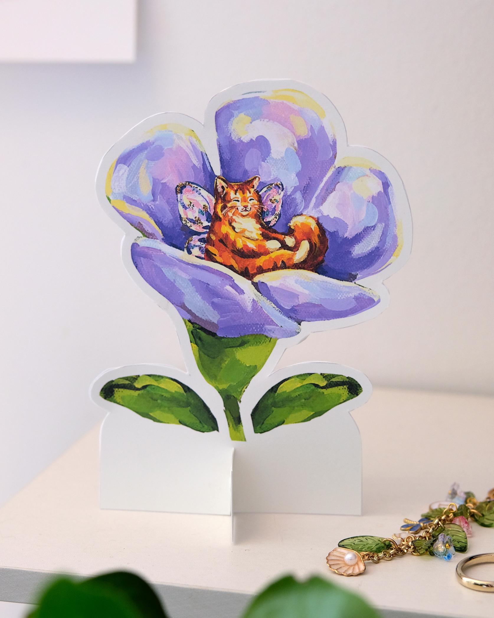 Printable Tabby Cat Paper Standee – Whimsical Desk Decor – Fairy Cat in ...