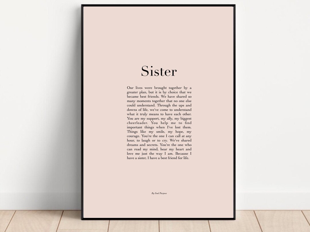 Sister Definition Art | Meaningful Sister Gift | Sentimental Gift for ...