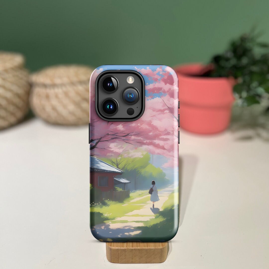 Impact Resistant Dual Layer Case Anime Drawing Japan Spring Sakura ...