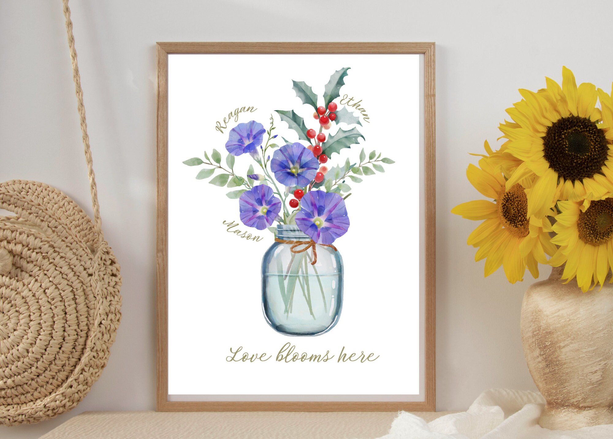 Birth Month Flower Bouquet, Customized Family Birth Flower Prints Art ...