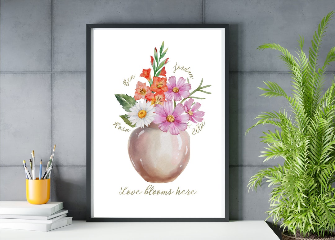 Birth Month Flower Bouquet, Customized Family Birth Flower Prints Art ...