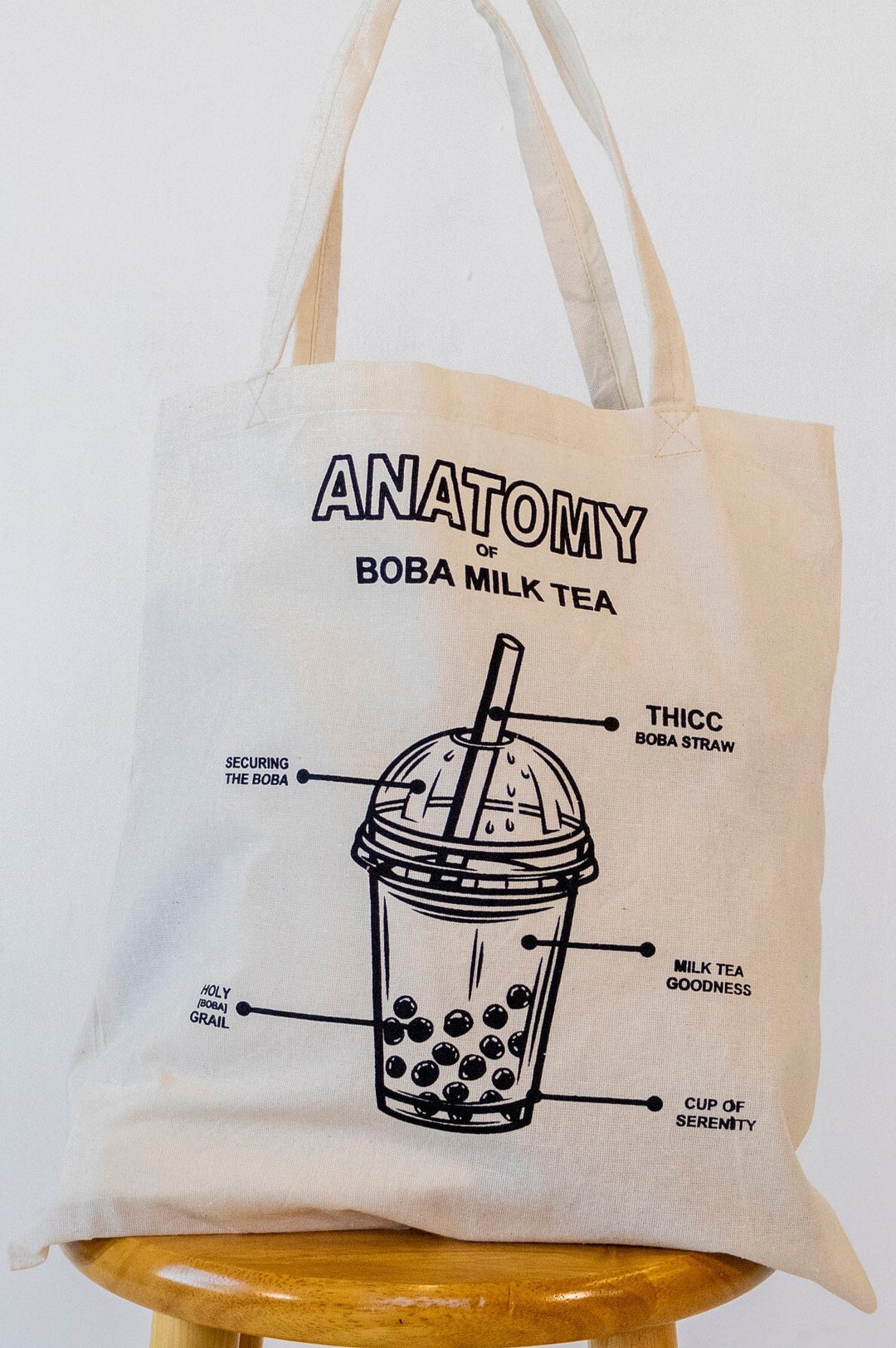 Boba Tote Bag, Boba Anatomy Tote Bag, Boba Lover Tote Bag, Kawii Tote ...