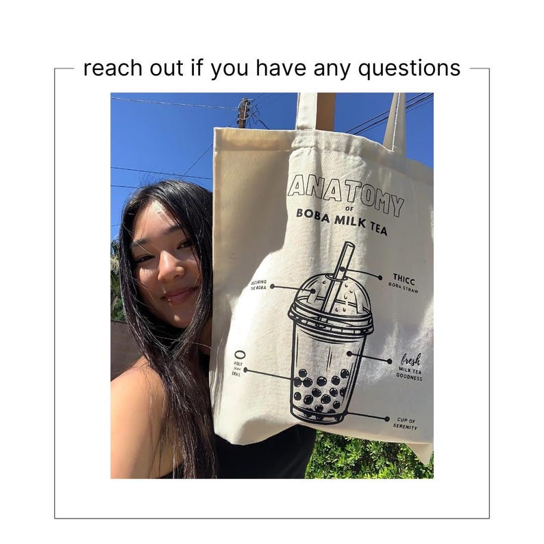 Boba Anatomy Tote Bag, Bubble Tea Lover Gift, Milk Tea Tote, Asian Food ...