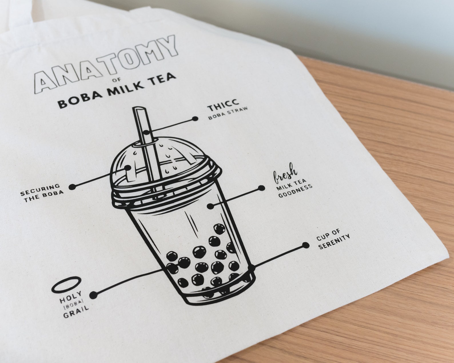 Boba Tote Bag, Boba Anatomy Tote Bag, Boba Lover Tote Bag, Kawii Tote ...