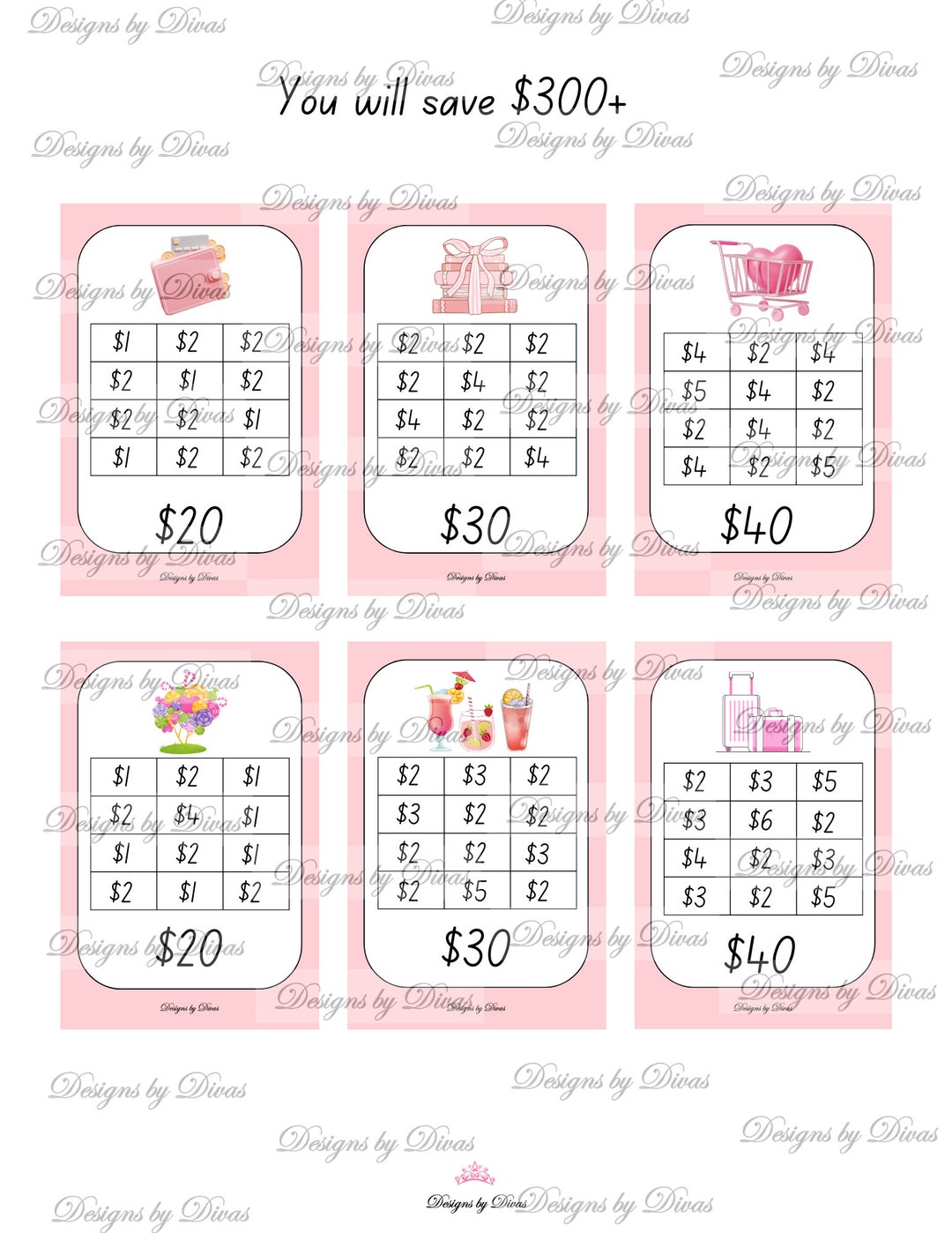 Bundle - Mini Savings Challenge Trackers, Low Budget, Cash Stuffing ...