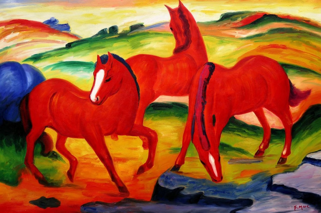 Franz Marc Grazing Horses P97538 120 X 180 Cm Oil Painting Hand Painted ...